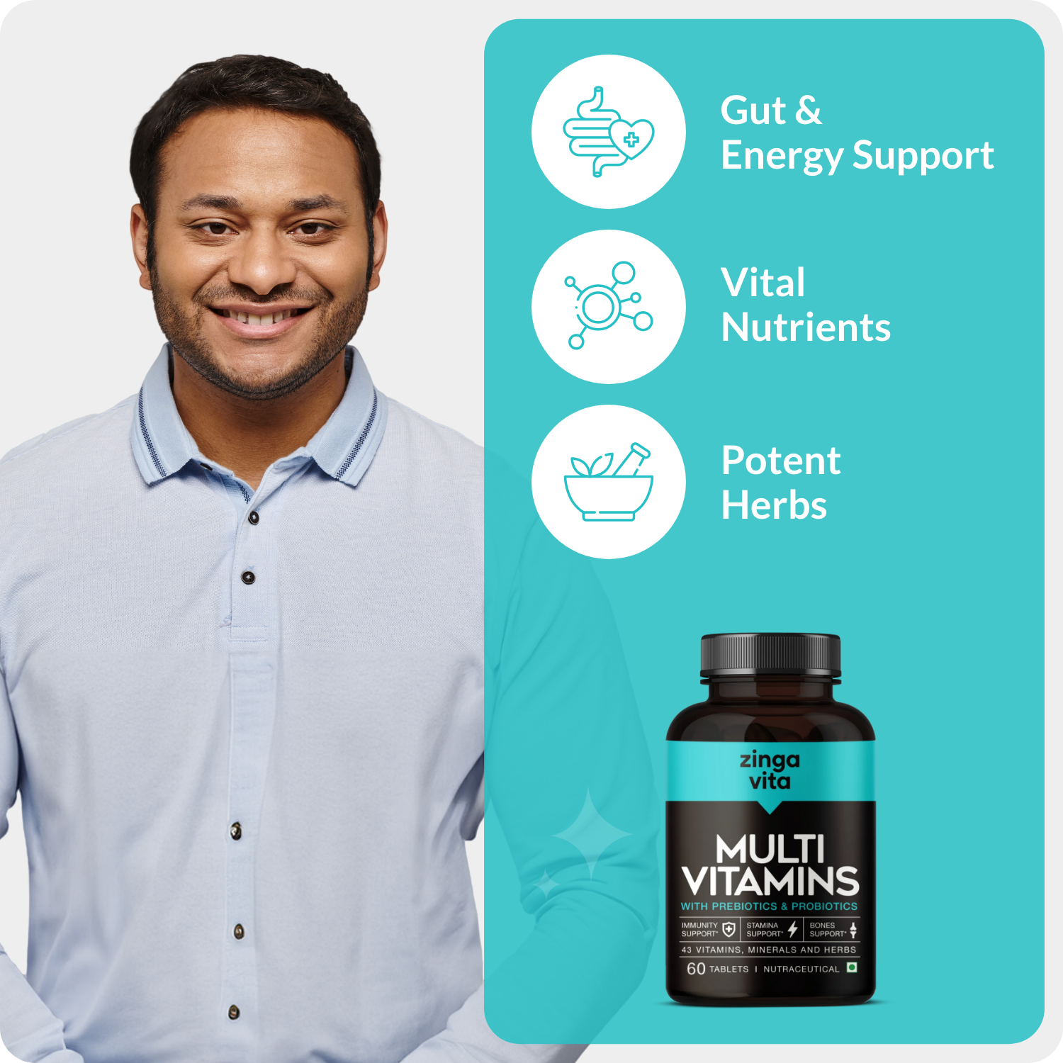 Multivitamins with Prebiotics & Probiotics – Zingavita