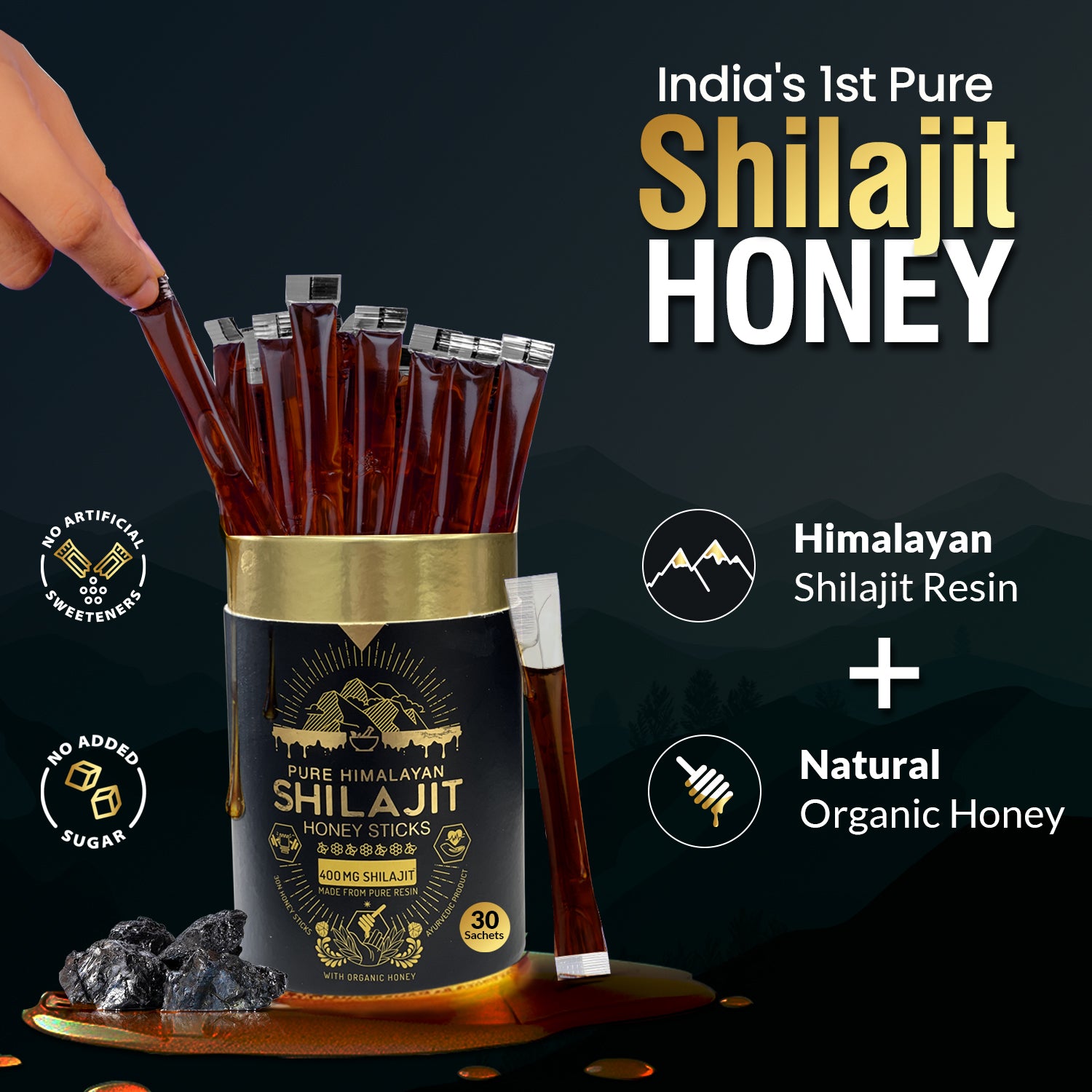 Pure Shilajit Honey Sticks – Zingavita